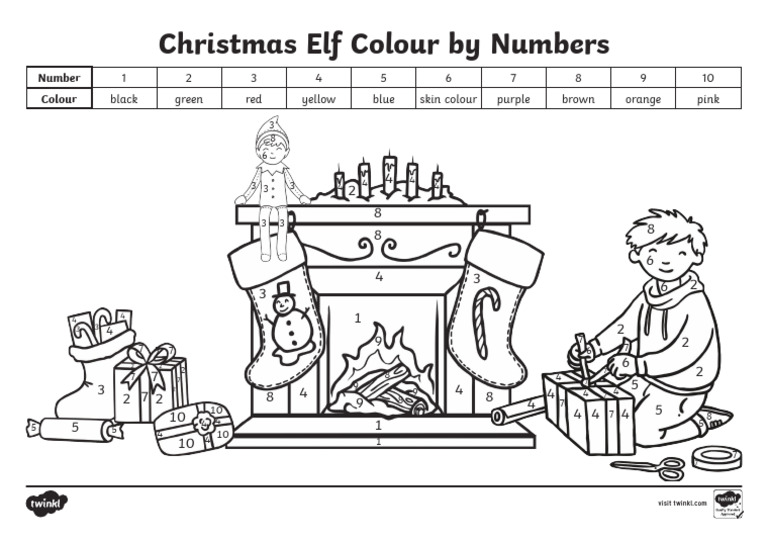Christmas Elf Colour by Number | PDF