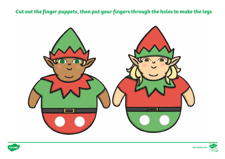 A4 Christmas Elves - Finger Puppets | PDF