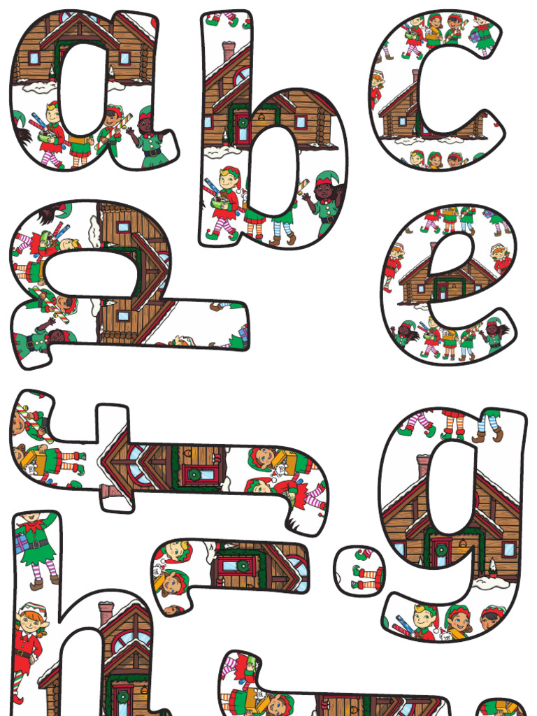 A4 Christmas Elves - Display Lettering | PDF