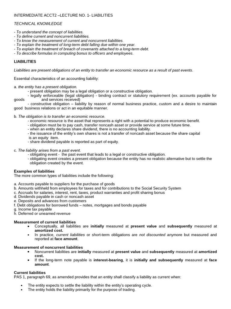 Lec No 1 Liabilities | PDF