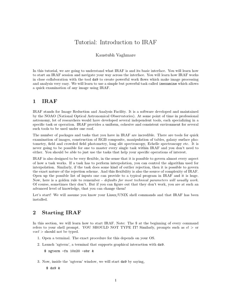 Iraf Intro | PDF