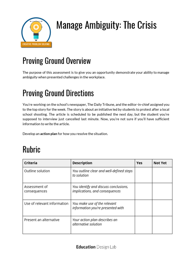 Manage Ambiguity - The Crisis | PDF