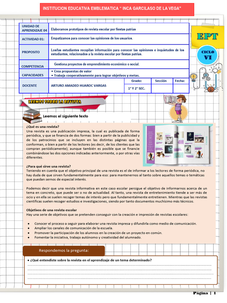1°y2° EPT - FICHA ACTV 01.UNIDAD 04 - 2024 | PDF | Cuestionario | Metodología de encuesta