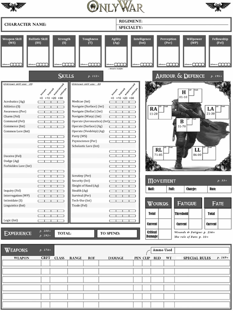K-CUSTOM Character Sheet (Without Comrade + Psyker) - 1 | PDF