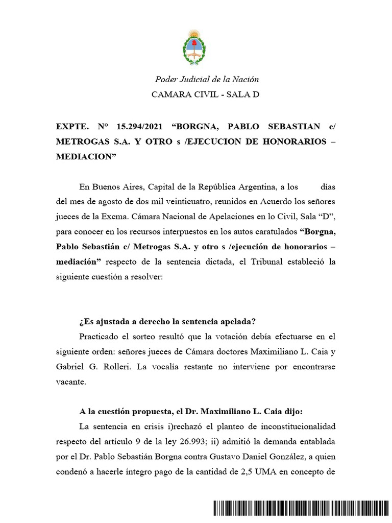 CNCIV 2024 - Empresa Debe Pagar Honorarios Del Abogado Del Reclamante ...
