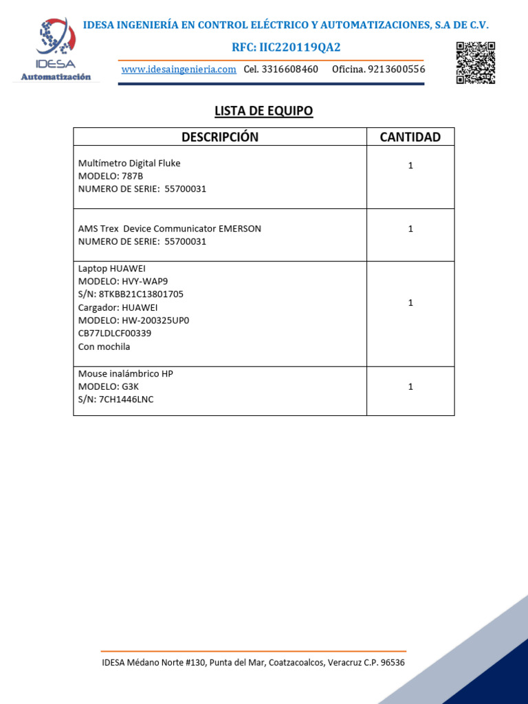 Lista de Equipo | PDF
