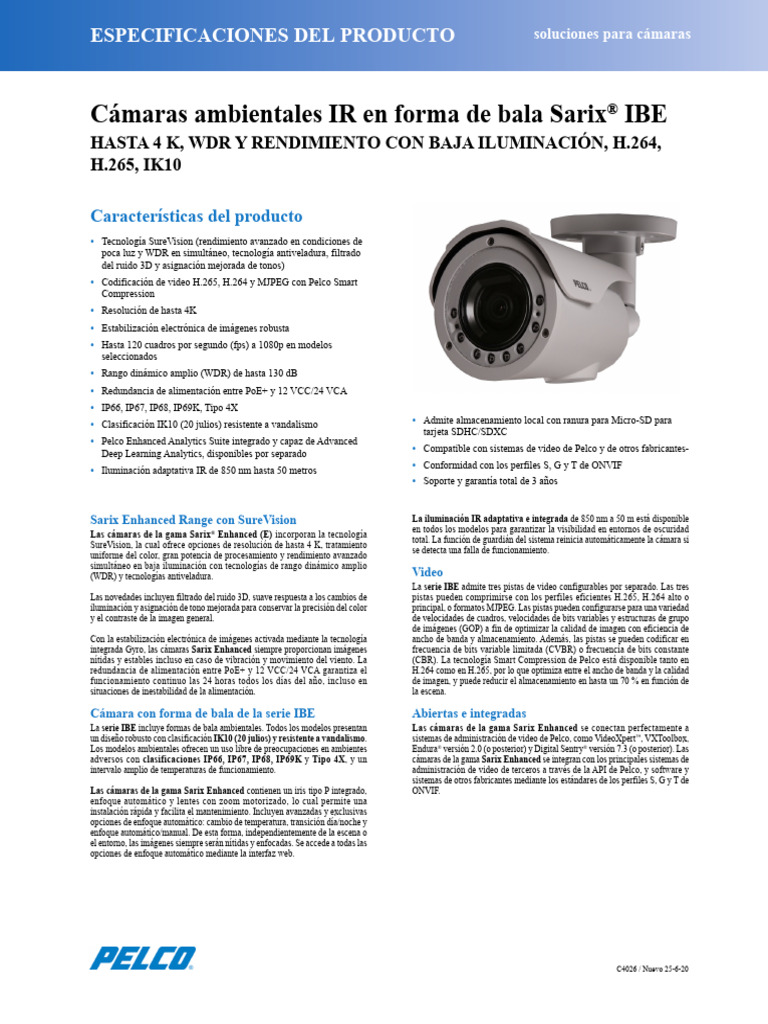 Sarix-Enhanced-3 IBE Series Bullet 4K Spec ES | PDF | Networking ...