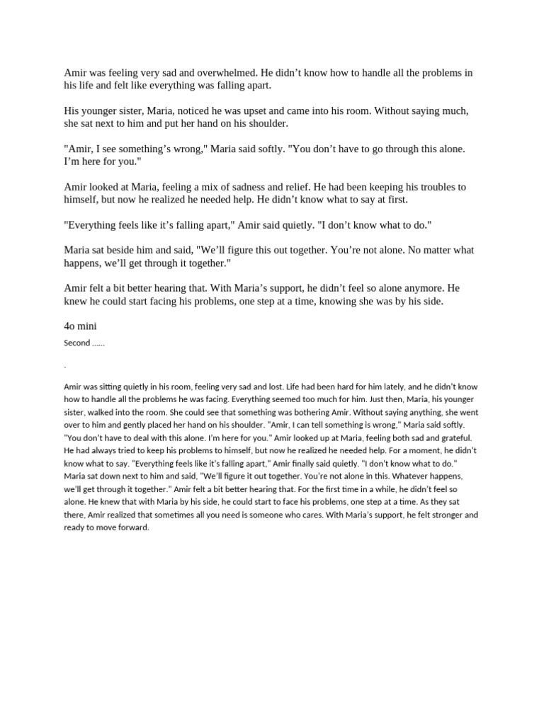 Amir Was Feeling Very Sad and Overwhelmed | PDF