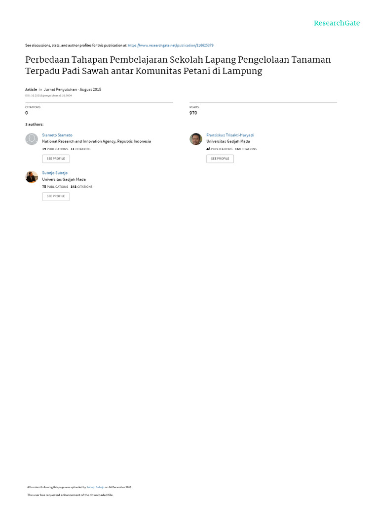 Perbedaan Tahapan Pembelajaran Sekolah Lapang Peng | PDF