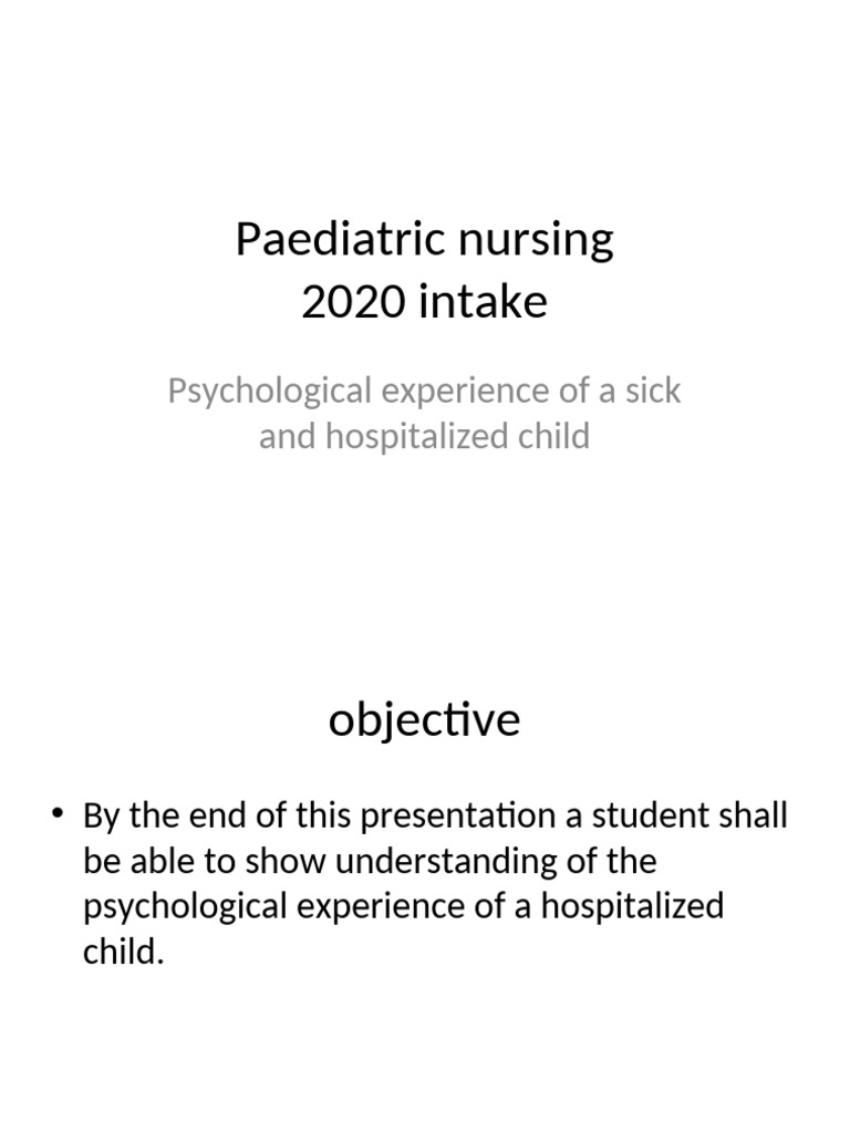 01 Psychological Experience of A Sick Child | PDF