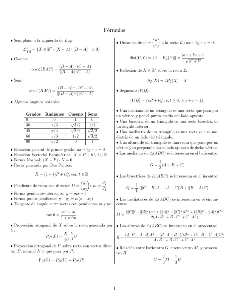 Formulas | PDF | Triángulo | Ángulo