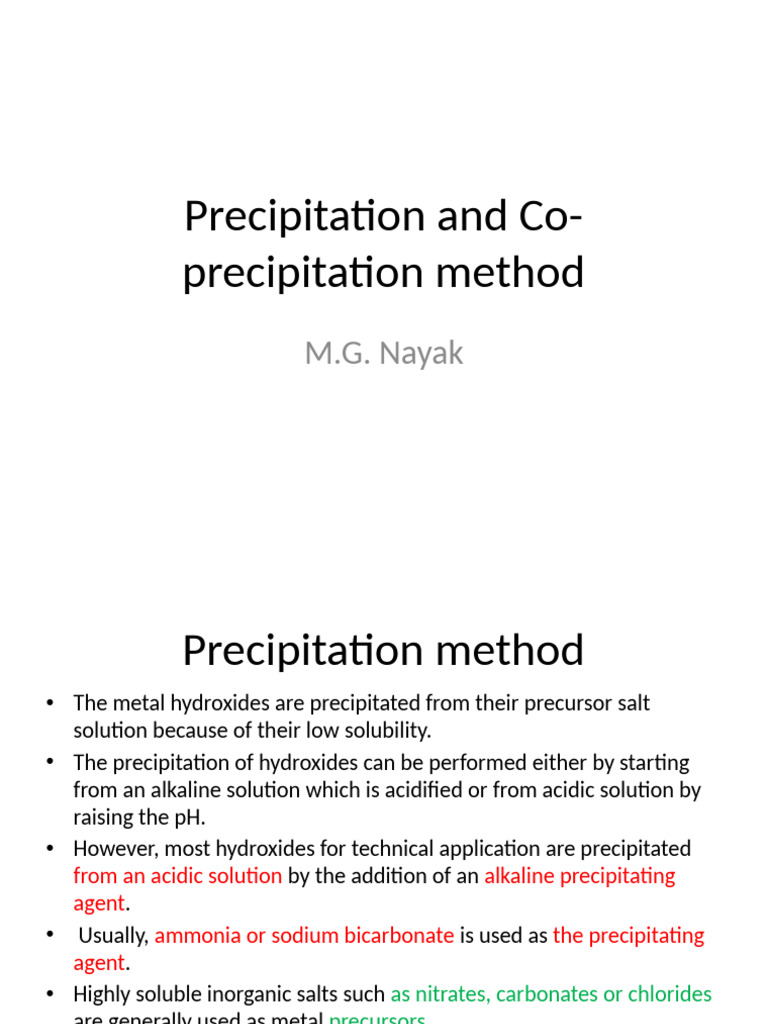 Co Precipitation Method | PDF