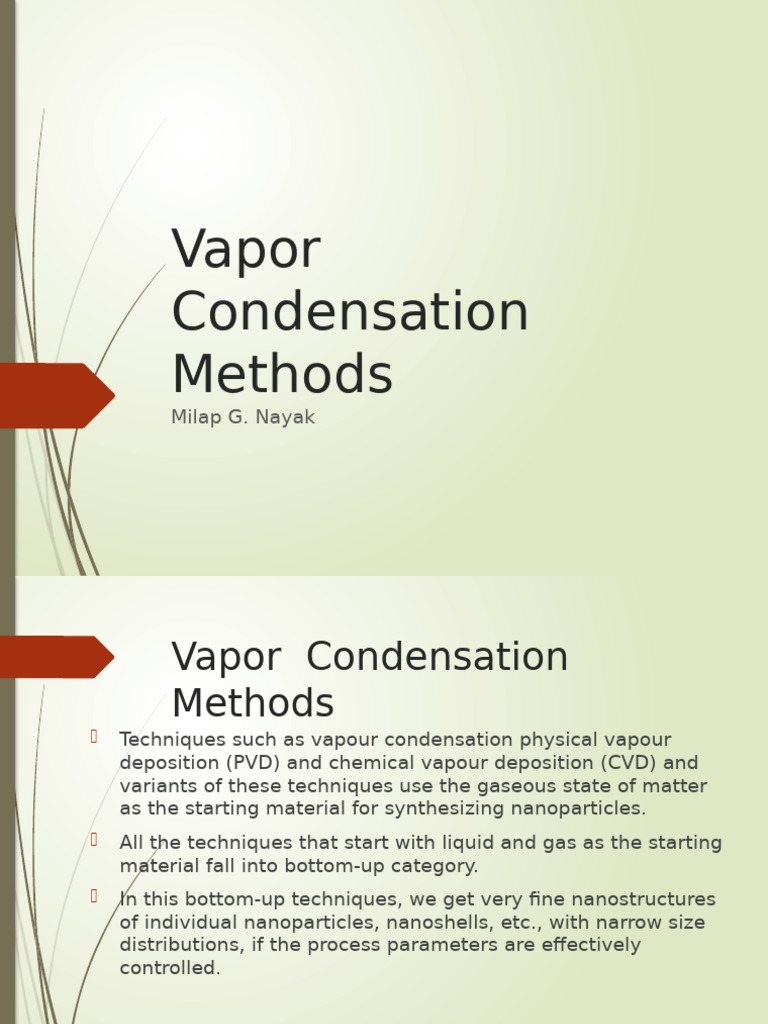 Vapor Condensation Methods | PDF
