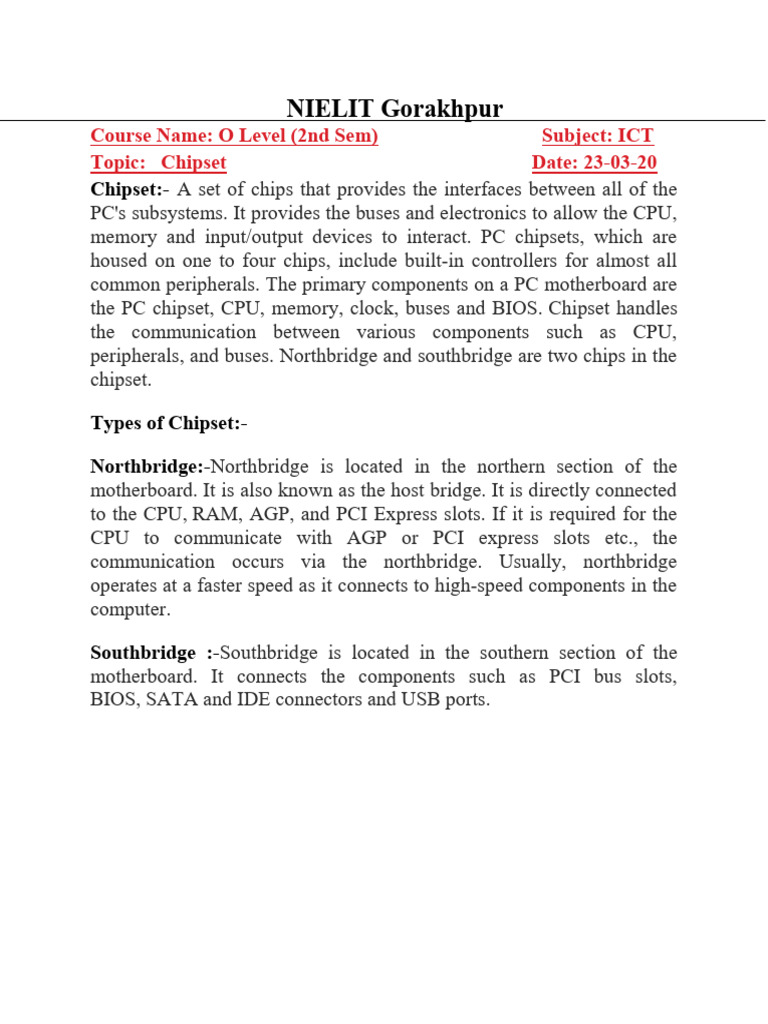 Chipset NIELIT Gorakhpur | PDF