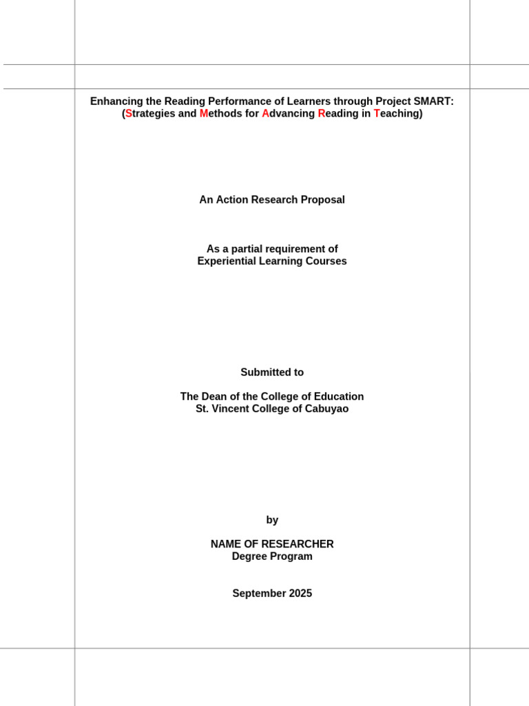 FS 2 SAMPLE ACTION RESEARCH PROPOSAL ON Project SMART | PDF