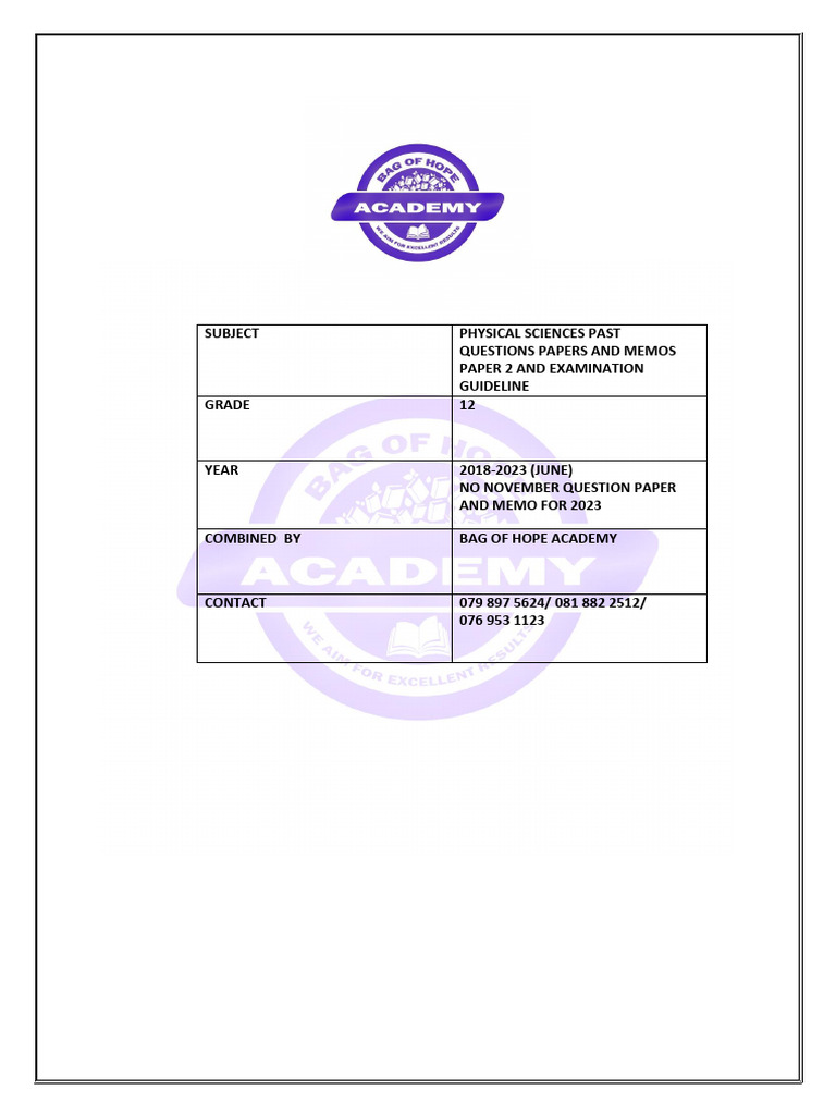 Phy Sciences p2 Past Papers | PDF