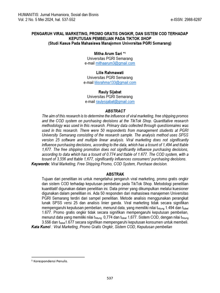 Mini Riset Kelompok 14 Pengaruh Viral Marketing | PDF