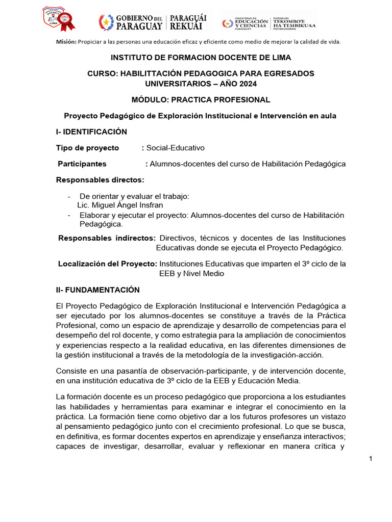 Proyecto Practica Profesional 2024h.p. | PDF