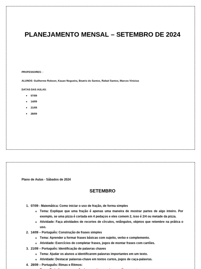 Turma 5 - Croqui plano de aulas | PDF