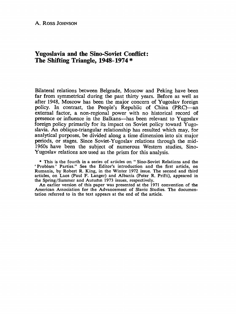 Johnson, Yugoslavia and The Sino-Soviet Conflict | PDF | Socialist ...