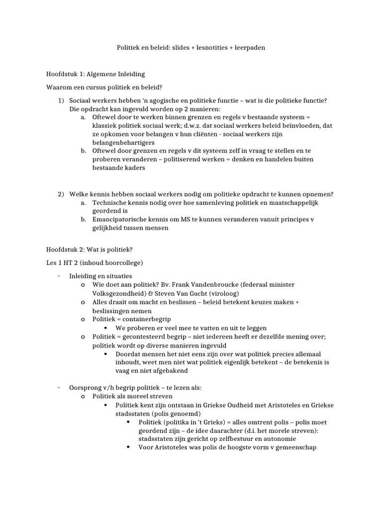Politiek en Beleid | PDF
