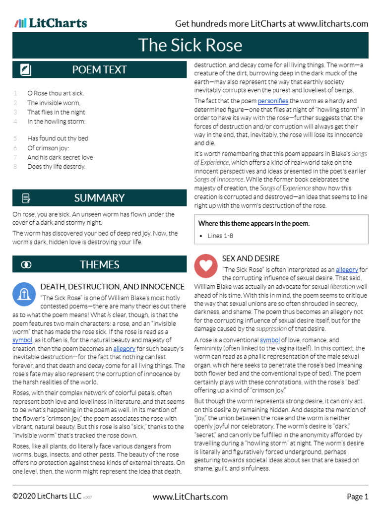The Sick Rose LitChart | PDF