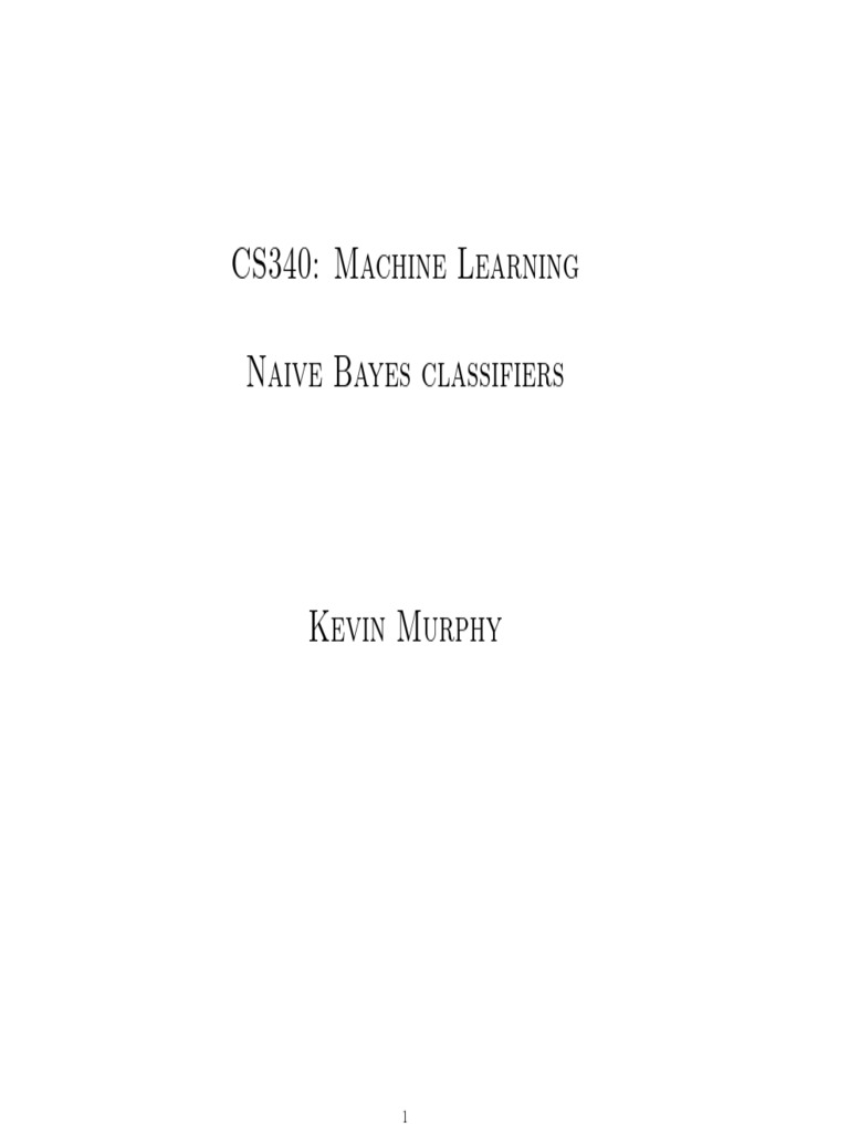 CS340 Machine Learning Kevin Murphy | PDF