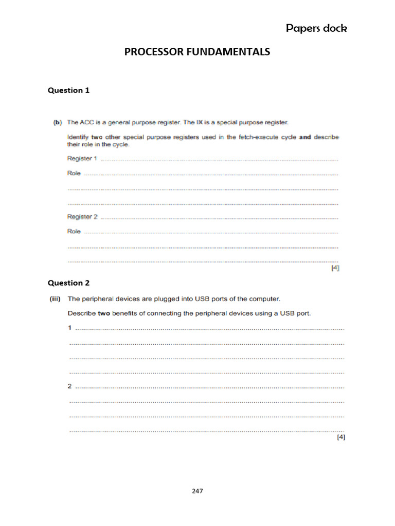 Computer Science 9618 As Level Topical Processor Fundamentals P1 2130