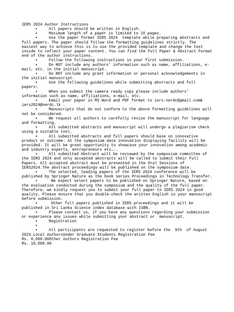 IERS 2024 Author Instructions | PDF