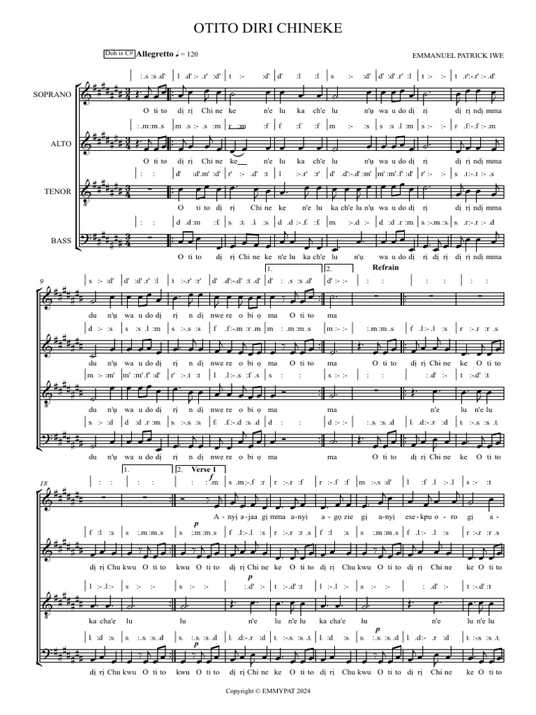 Otito Diri Chineke by Emmanuel Patrick | PDF