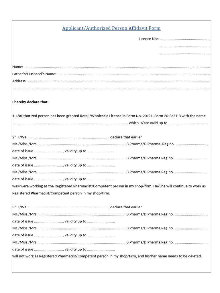 Applicant Declaration Form Pharmacist | PDF | Pharmacist | Pharmacy