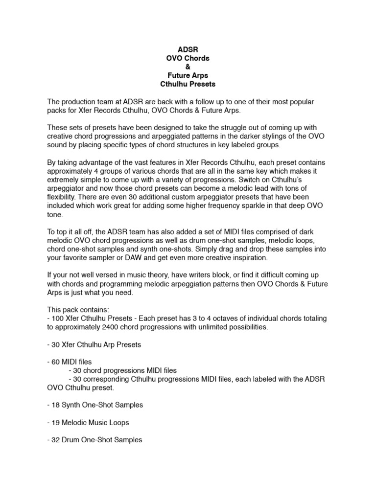 ADSR OVO Chords Cthulhu INFO | PDF