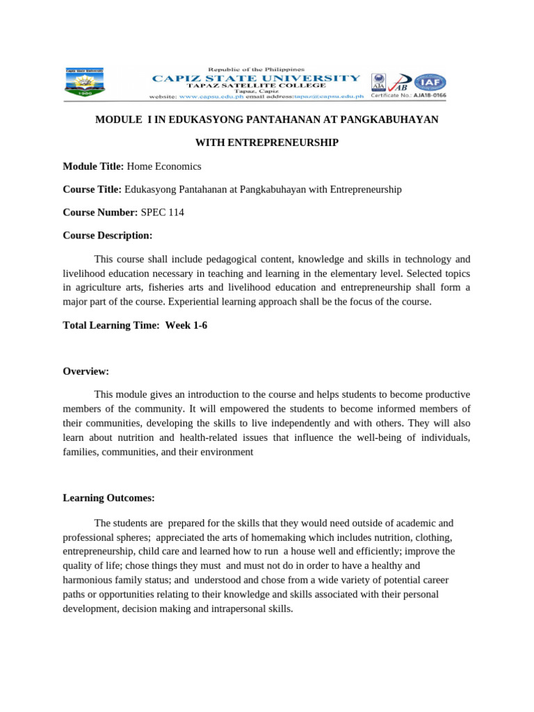 EPP Module Final 1 | PDF