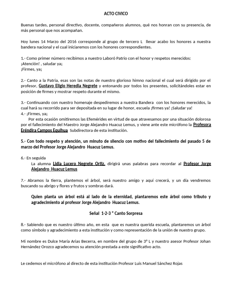 ACTO CIVICO Huacuz | PDF