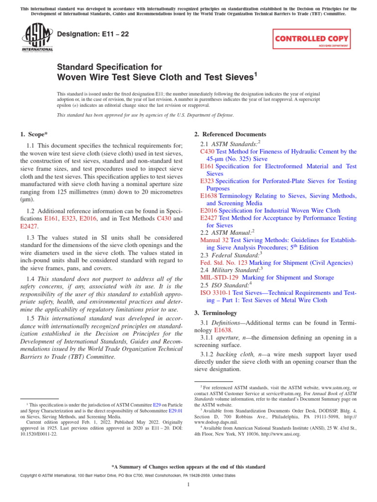 Astm E11-22 | PDF