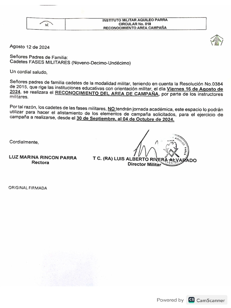 Circular+no +018+RECONOCIMIENTO+DE+CAMPAÑA+ | PDF
