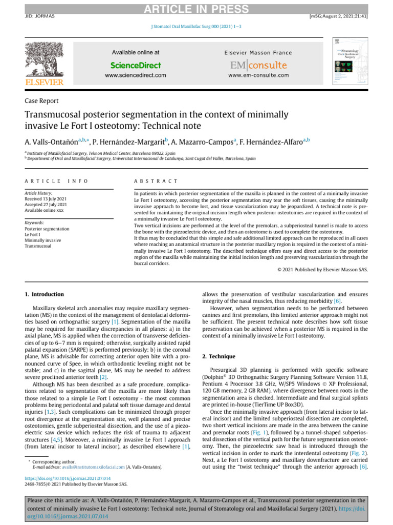 Transmucosal Posterior Segmentation in The Context of Minimally ...