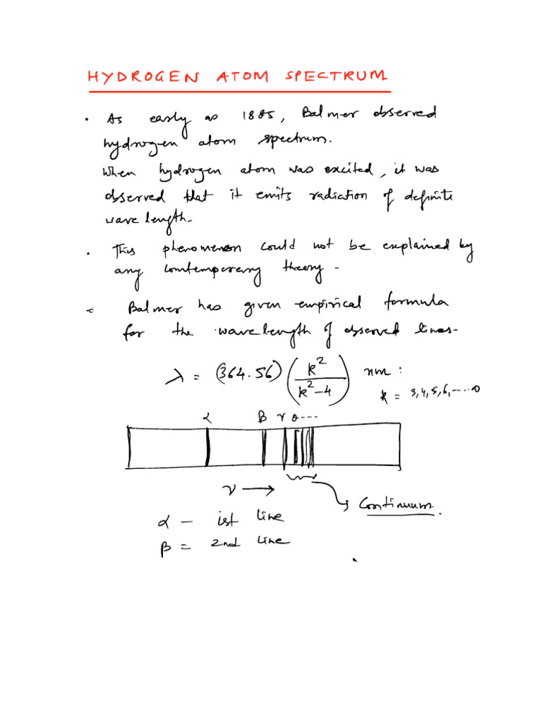 Hydrogen Atom Structure and Hydrogen Atom Spectrum | PDF ...