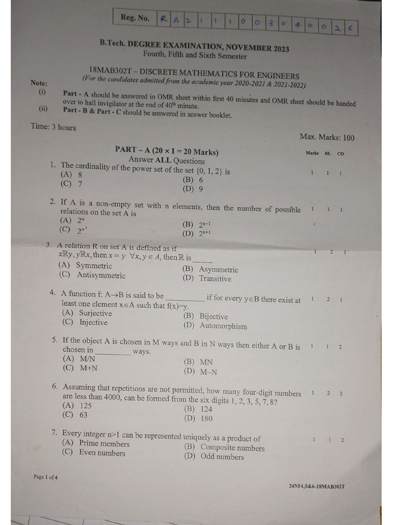 Discrete Mathematics Sem | PDF
