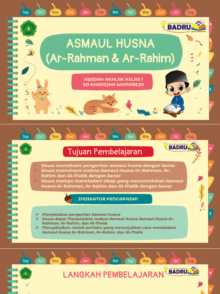 Kelas 1 Aqidah Akhlak Asmaul Husna (Ar-Rahman, Ar-Rahim Al-Malik) | PDF