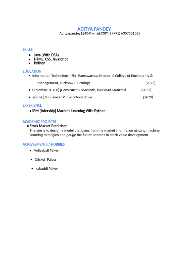 Aditya Resume | PDF