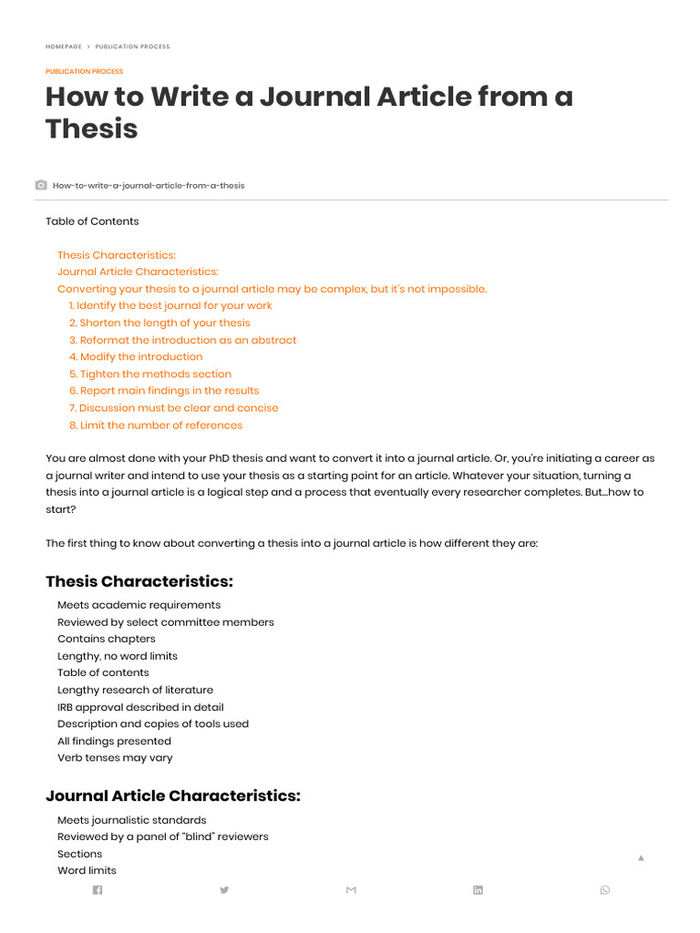 How To Write A Journal Article From A Thesis | PDF | Thesis | Editing