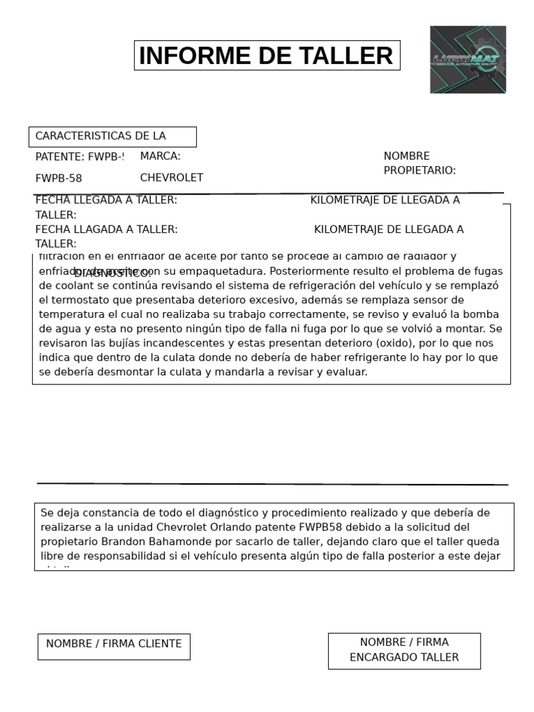 Informe de Taller | PDF