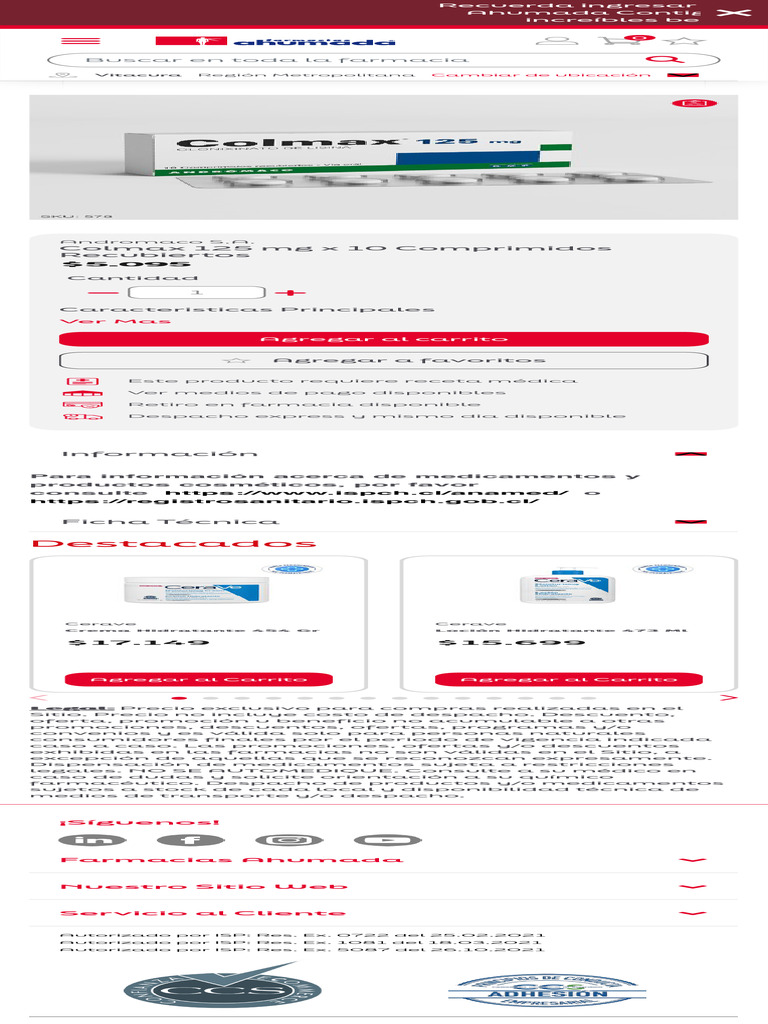 Colmax 125 MG X 10 Comprimidos Recubiertos Farm | PDF | Farmacia ...