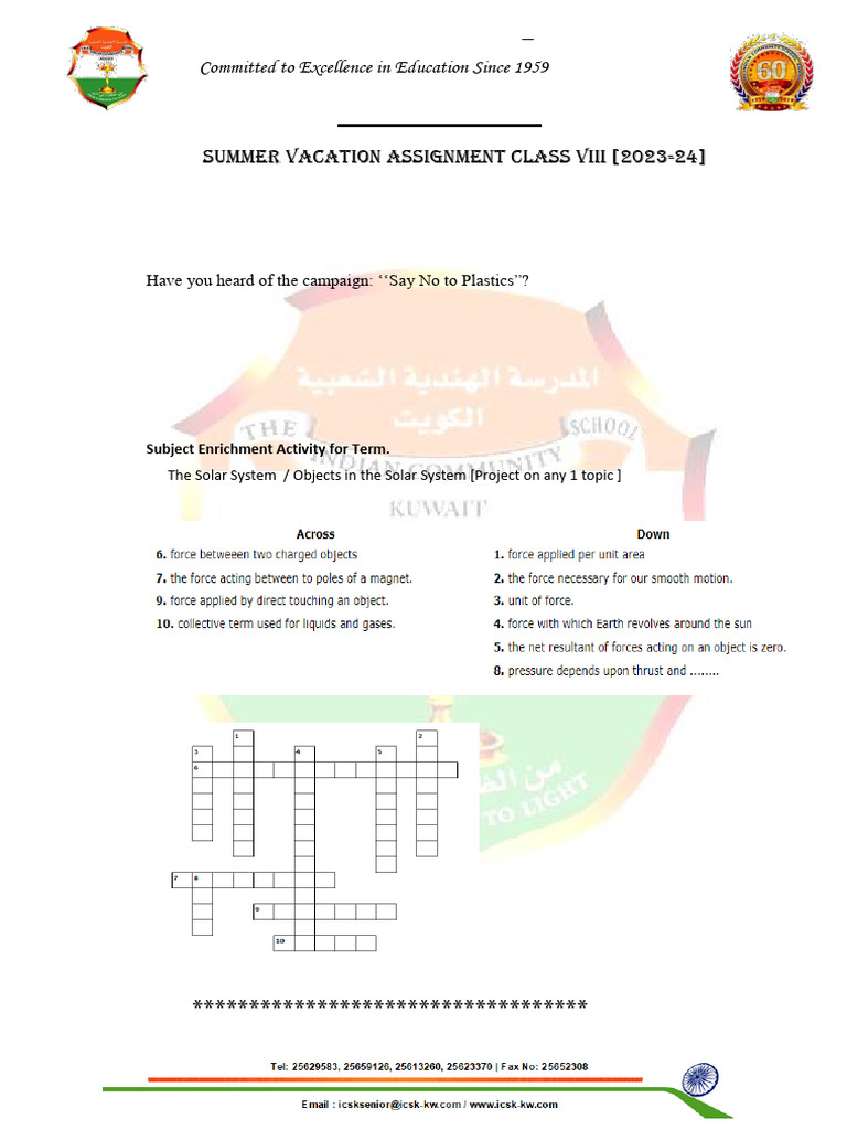 Class 8 Science Summer Vacation Assignment | PDF