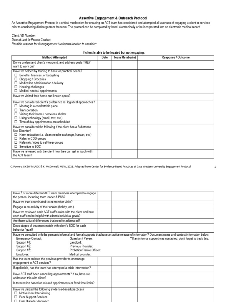 Assertive Engagement Protocol Overview | PDF | Health Care