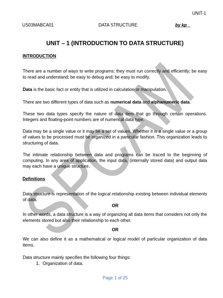 DS Unit-1 | PDF