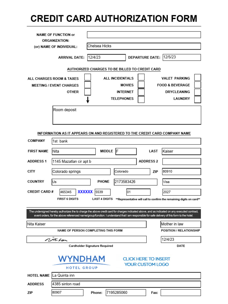 2020 CC Auth Form | PDF | Credit Card | Business