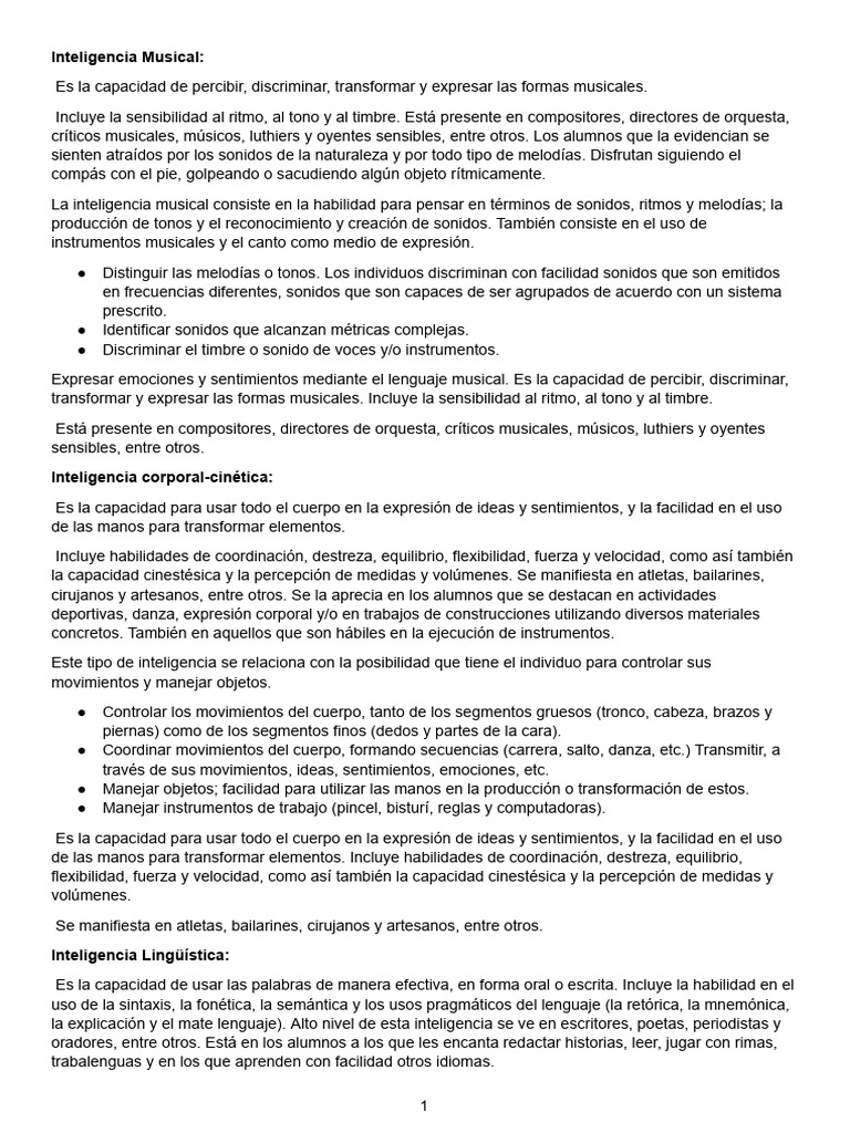 Inteligencia Multiples | PDF