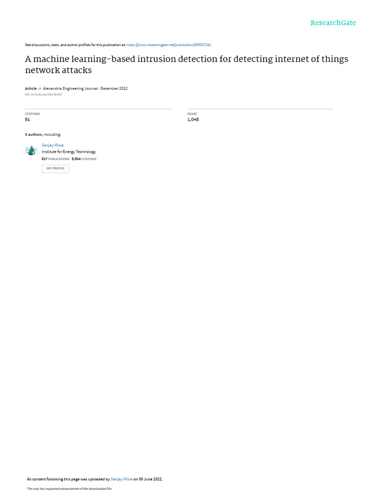 A Machine Learning-Based Intrusion Detection For Detecting Internet of ...